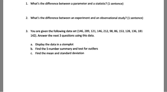 Solved 1. What's the difference between a parameter and a | Chegg.com