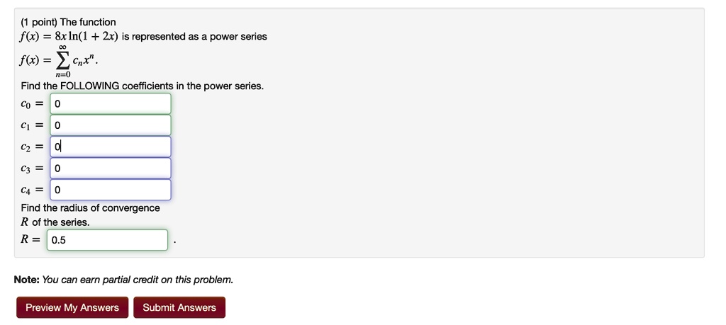 Solved (1 point) The function \\( f(x)=8 x \\ln (1+2 x) \\) | Chegg.com