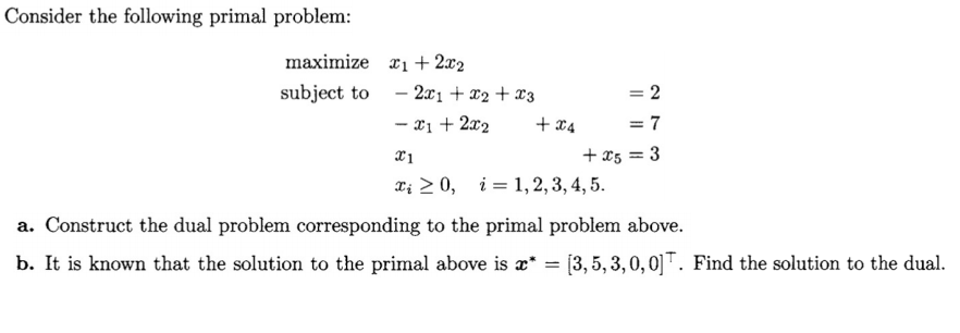 Solved Consider the following primal problem: maximize ₁ + | Chegg.com