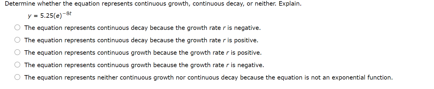 Solved Determine whether the equation represents continuous | Chegg.com
