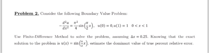 Solved Problem 2. Consider the following Boundary Value | Chegg.com