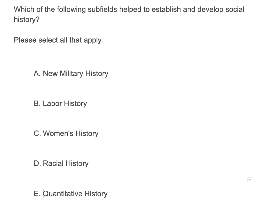 Solved Which of the following subfields helped to establish | Chegg.com