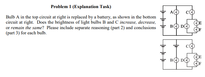 Solved Problem 1 (Explanation Task) Bulb A in the top | Chegg.com