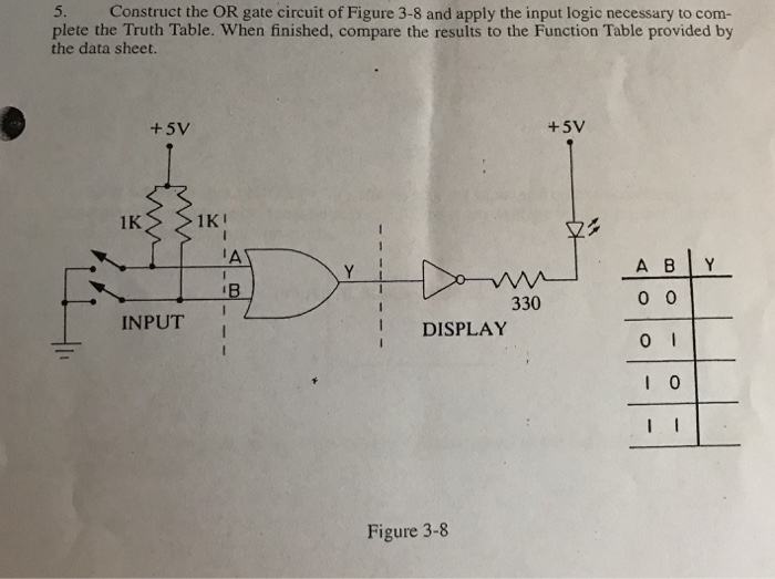 Solved 5. Construct the OR gate circuit of Figure 3-8 and | Chegg.com