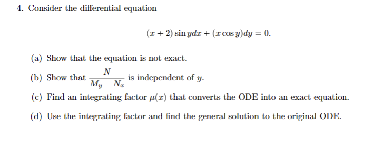 Solved 4. Consider the differential equation | Chegg.com