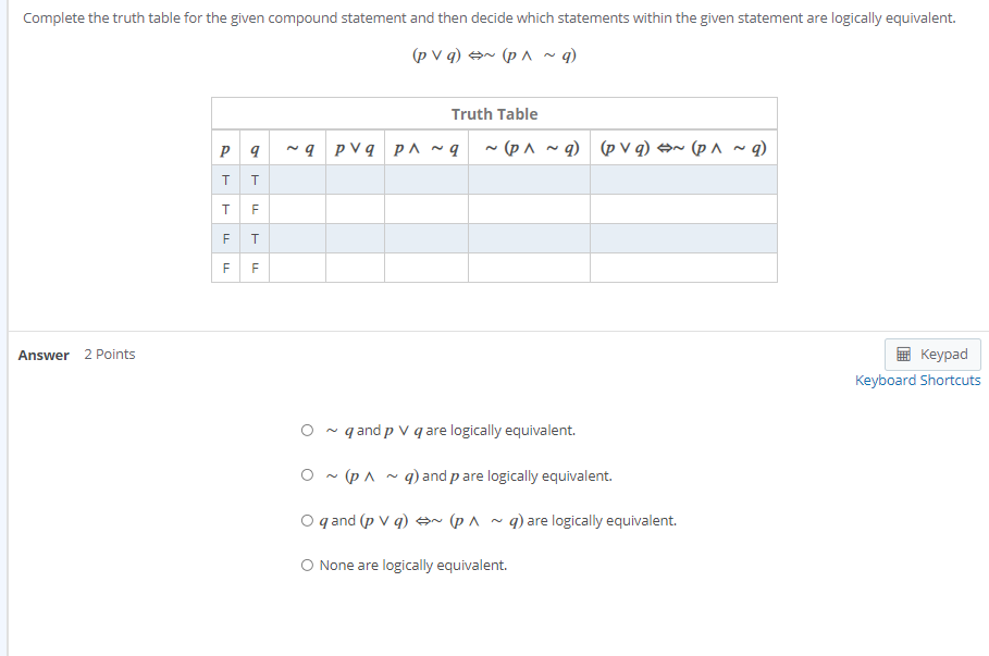 Solved Complete the truth table for the given compound | Chegg.com