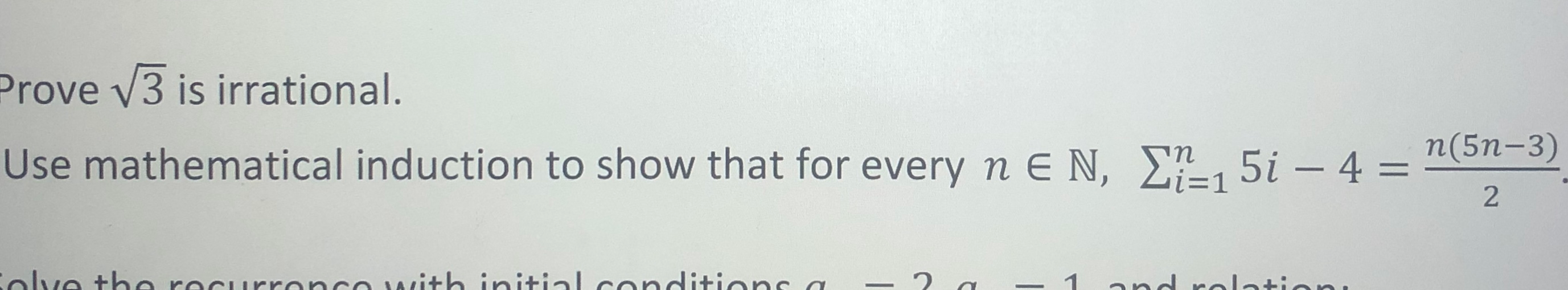 Solved Prove v3 is irrational. Use mathematical induction to | Chegg.com