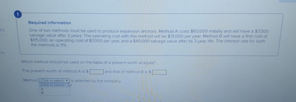 Solved Required information One of two methods must be used | Chegg.com