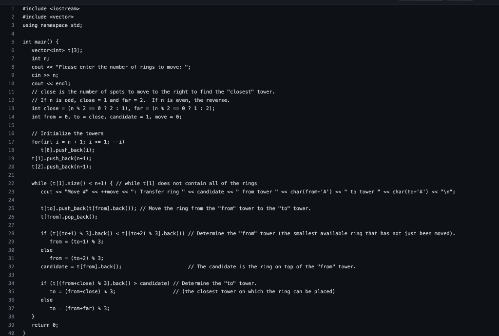 Solved This is the tower of hanoi problem code. What do | Chegg.com