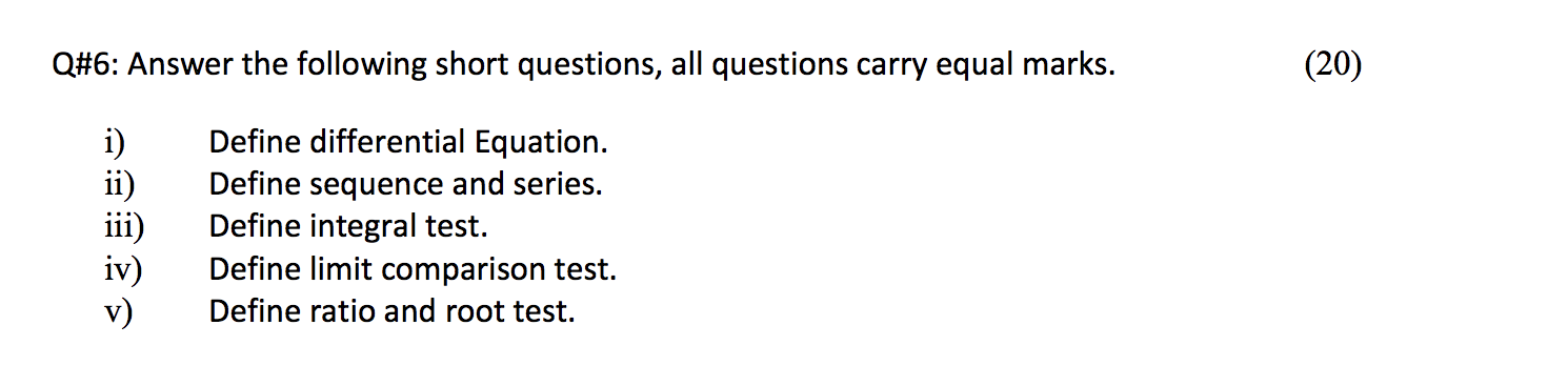 Solved Q\\#6: Answer the following short questions, all | Chegg.com