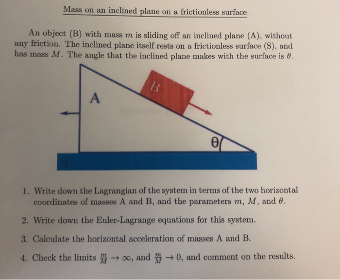 Solved Mass on an inclined plane on a frictionless surface | Chegg.com