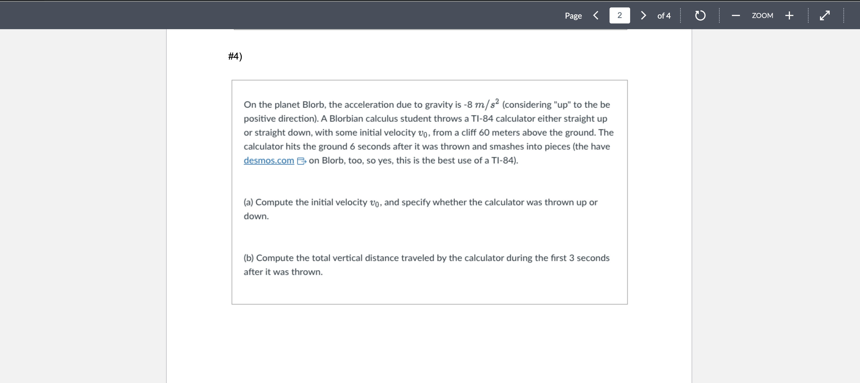 Solved #4)On the planet Blorb, the acceleration due to | Chegg.com