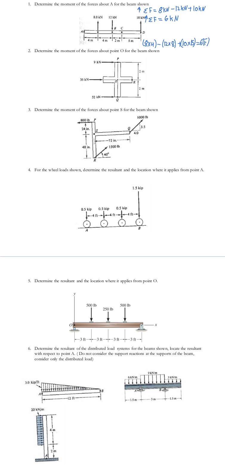 Solved 1. Determine the moment of the forces about A for the | Chegg.com