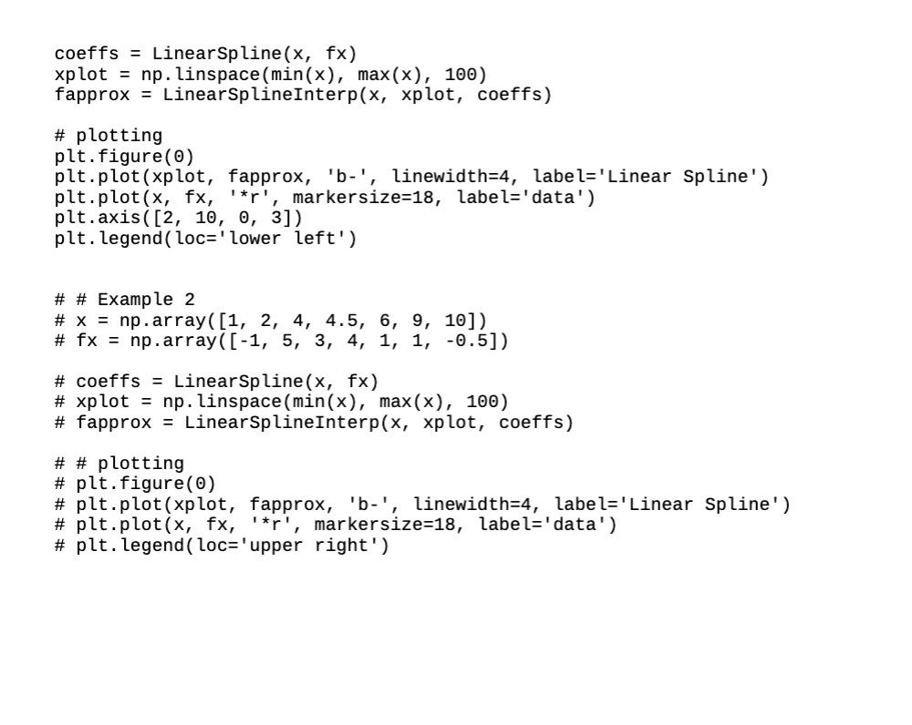 Solved should take as input, 1D arrays x and fx, that | Chegg.com