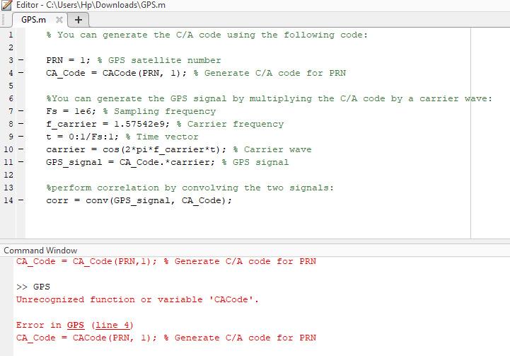 Solved Simulate a GPS signal using an algorithm that | Chegg.com
