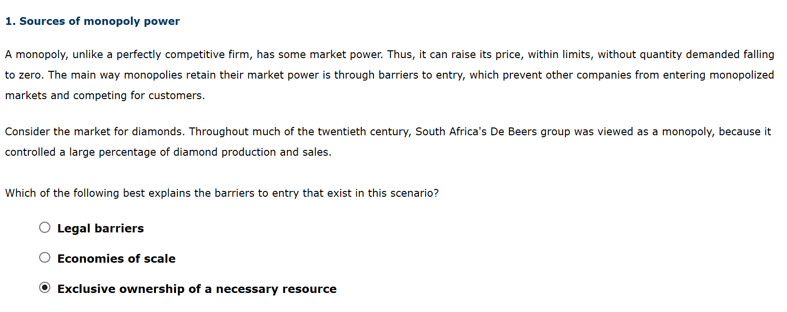 Solved 1. Sources of monopoly power A monopoly, unlike a | Chegg.com Solved 1. Sources of monopoly power A monopoly, unlike a | Chegg.com