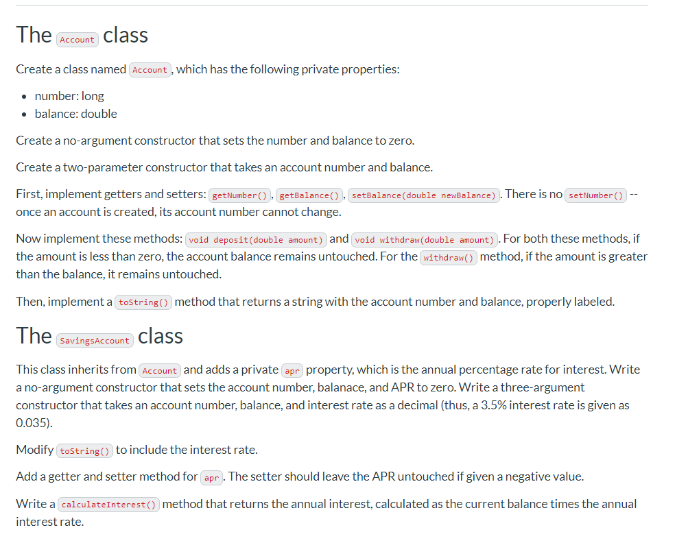 Solved The class Account Create a class named Account, which | Chegg.com