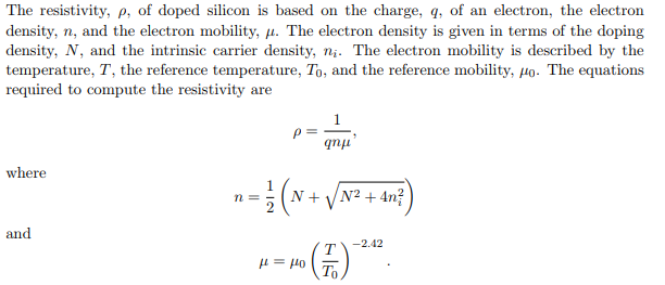 Solved The resistivity, p, of doped silicon is based on the | Chegg.com