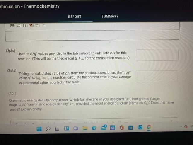 Solved omission - Thermochemistry REPORT SUMMARY Table 1. | Chegg.com