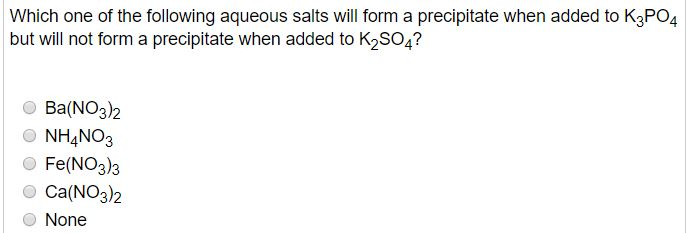 Solved Which one of the following aqueous salts will form a | Chegg.com