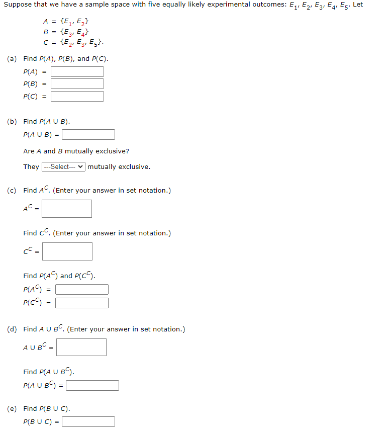 Solved Suppose That We Have A Sample Space With Five Equally