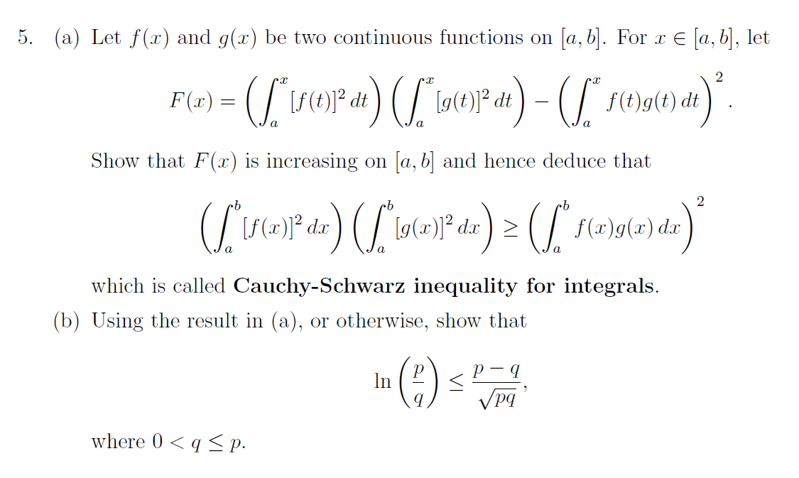 Solved (a) Let f(x) and g(x) be two continuous functions on | Chegg.com