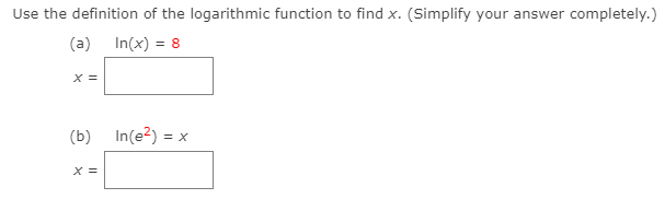 Solved Use the definition of the logarithmic function to | Chegg.com