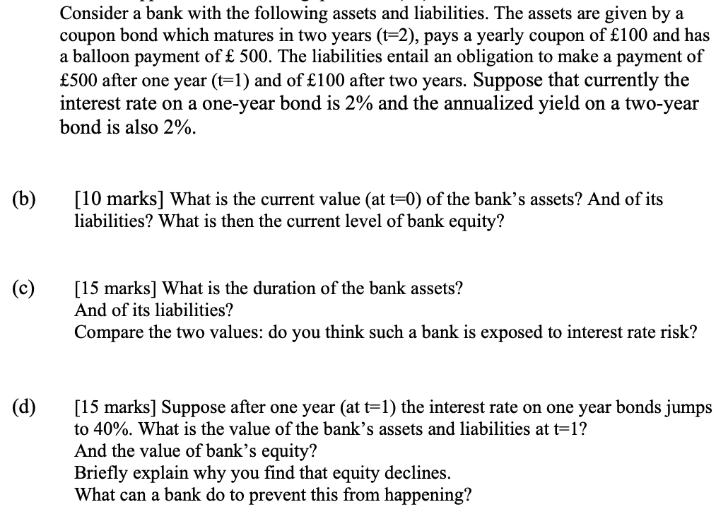 Solved Consider a bank with the following assets and | Chegg.com