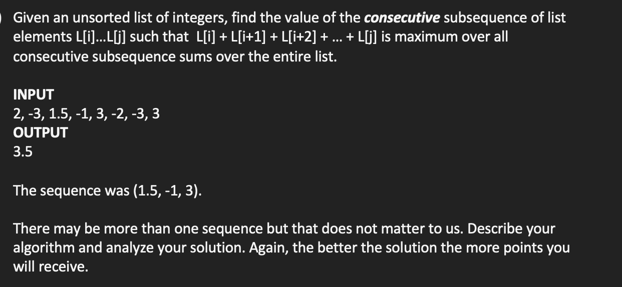 Solved Given an unsorted list of integers, find the value of | Chegg.com