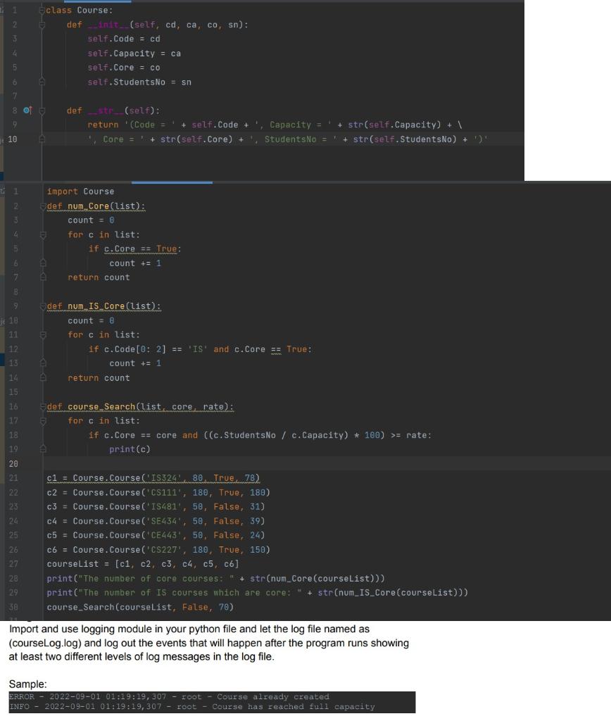 Solved import Course def num Core(list): count = θ for c in | Chegg.com