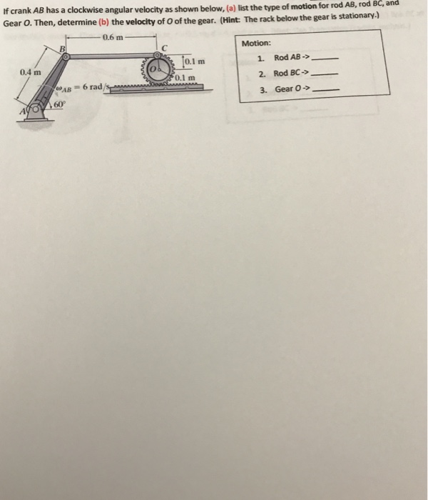Solved If crank AB has a clockwise angular velocity as shown | Chegg.com