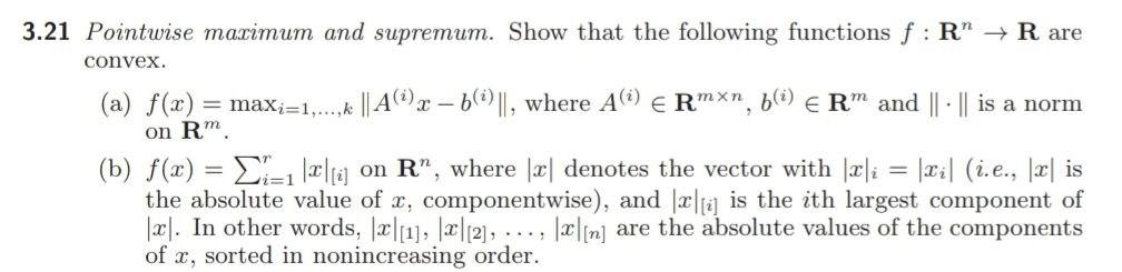 Solved 3.21 Pointwise marimum and supremum. Show that the | Chegg.com