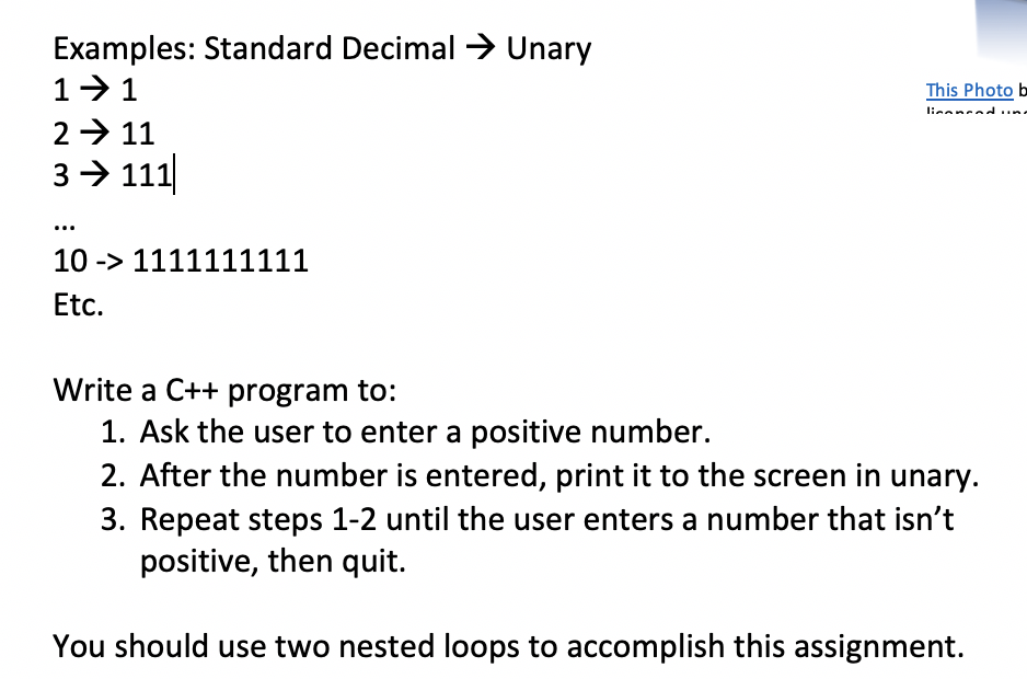 Solved Examples: Standard Decimal → Unary 1 = 1 2 → 11 3 + | Chegg.com