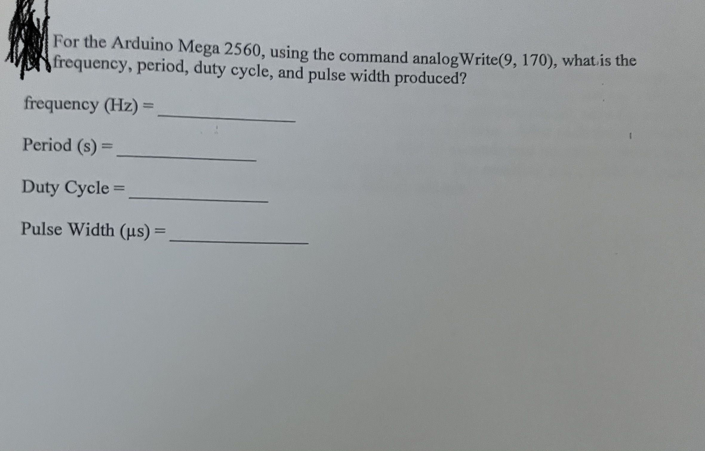Solved For the Arduino Mega 2560, using the command | Chegg.com