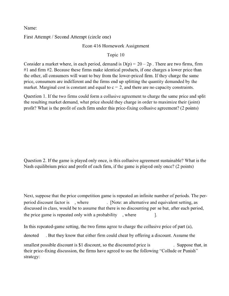 Solved Name: First Attempt / Second Attempt (circle one) | Chegg.com