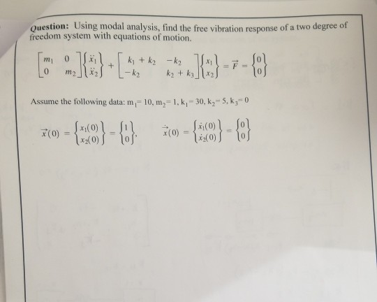Solved Question: Using modal analysis, find the free | Chegg.com