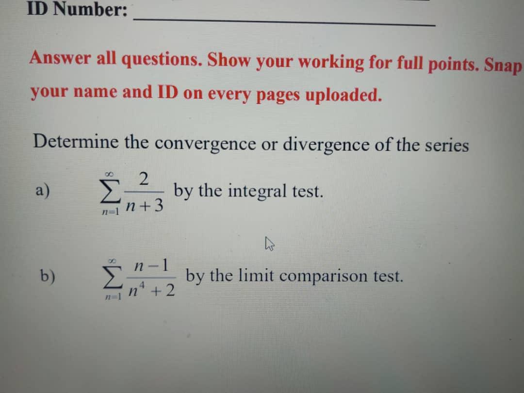 Solved ID Number: Answer all questions. Show your working | Chegg.com