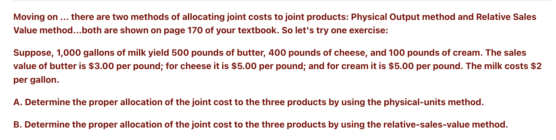Solved Moving on ... there are two methods of allocating | Chegg.com