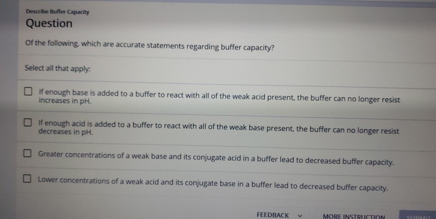 Solved Describe Buffer Capacity Question Of The Following