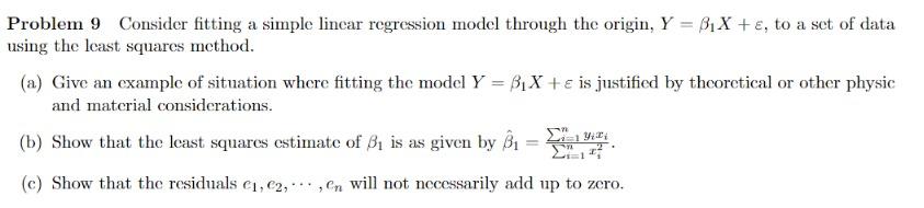 Solved Problem 9 Consider fitting a simple linear regression | Chegg.com