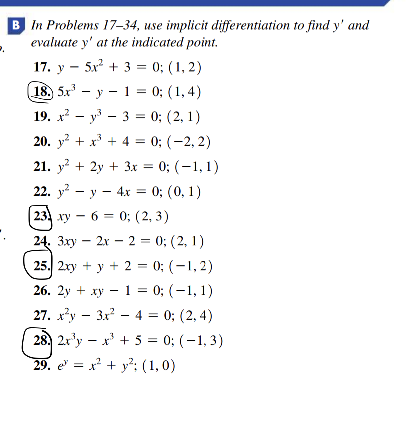 Solved = B In Problems 17–34, use implicit differentiation | Chegg.com