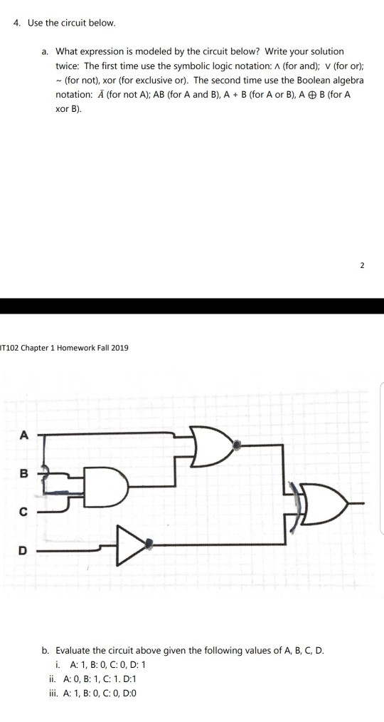 Solved 4. Use the circuit below. a. What expression is | Chegg.com