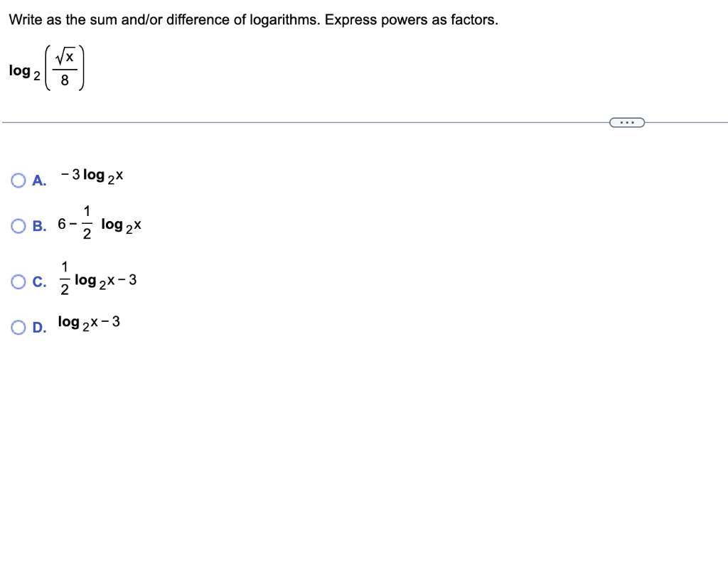 Solved Write as the sum and/or difference of logarithms. | Chegg.com