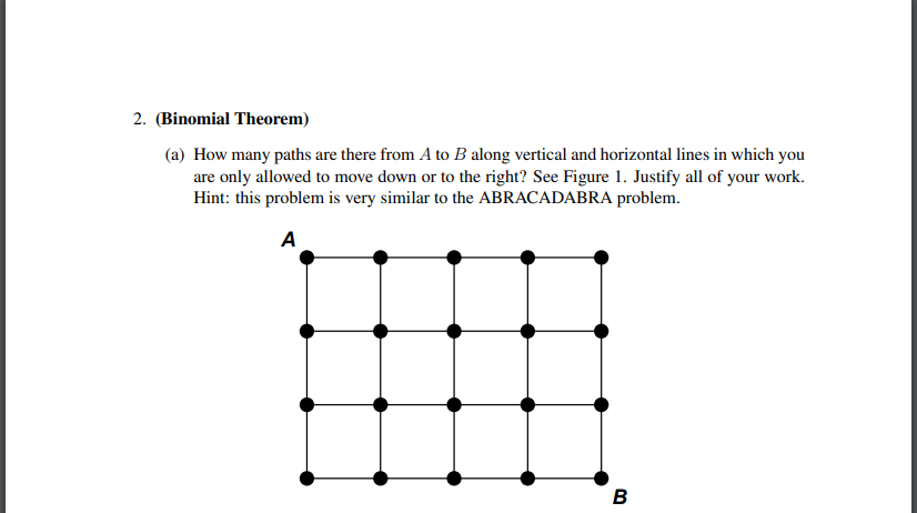 Solved (a) How many paths are there from A to B along | Chegg.com