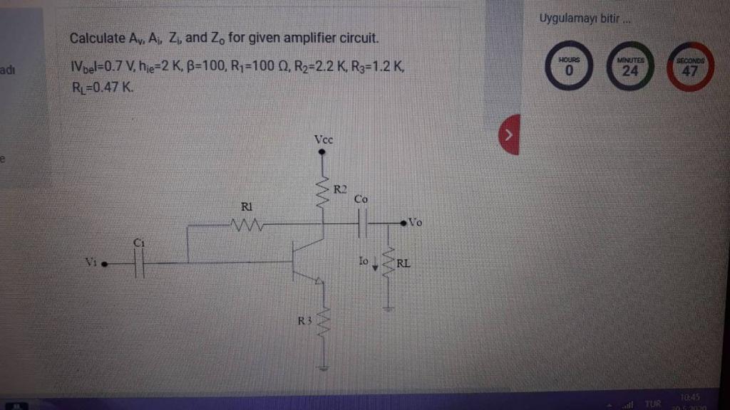 Solved Uygulamayı bitir... adi Calculate Ay, Aj, Z, and Z, | Chegg.com