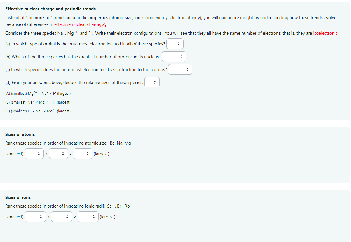 Solved Effective nuclear charge and periodic trends Instead | Chegg.com