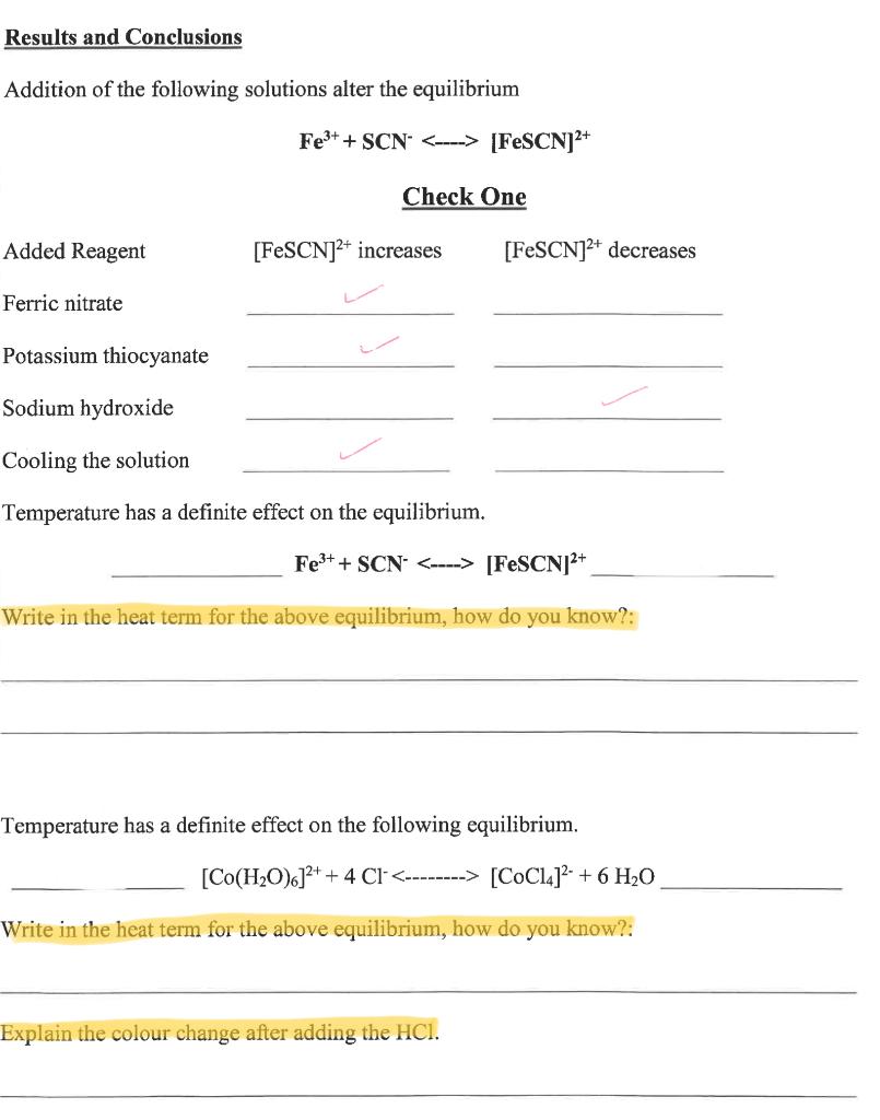 Solved Equilibrium Lab: Le Châtelier's Principle Objective: | Chegg.com
