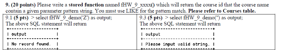 Solved 9. (20 points) Please write a stored function named | Chegg.com