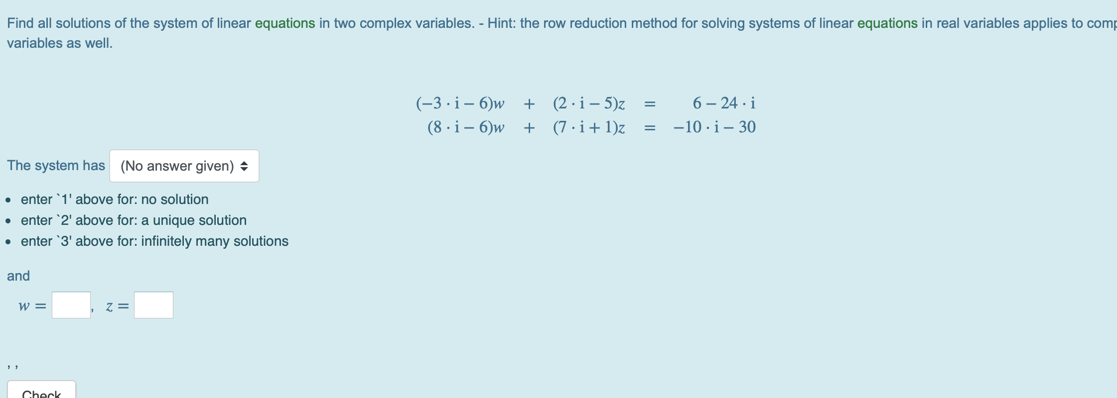 Solved Find all solutions of the system of linear equations | Chegg.com