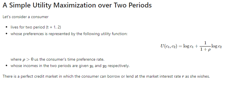 A Simple Utility Maximization over Two Periods Let's | Chegg.com